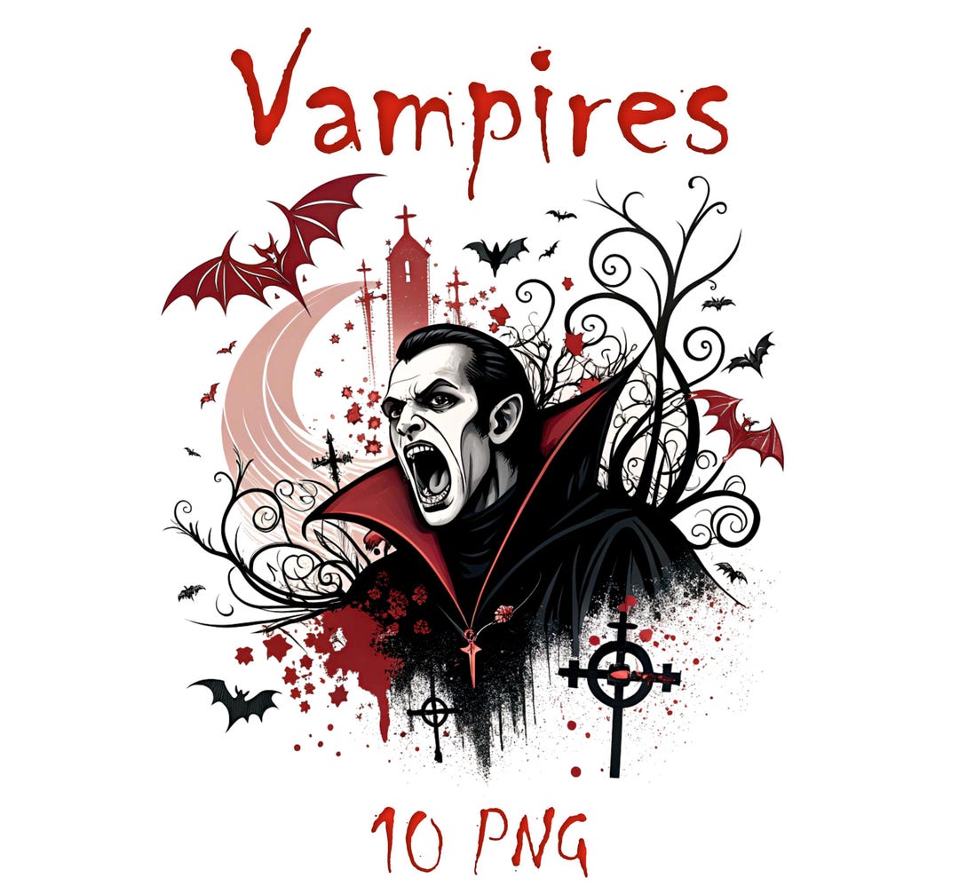 Vampires Watercolor Clip Art | Gothic Horror PNG Bundle | 10 Digital ...