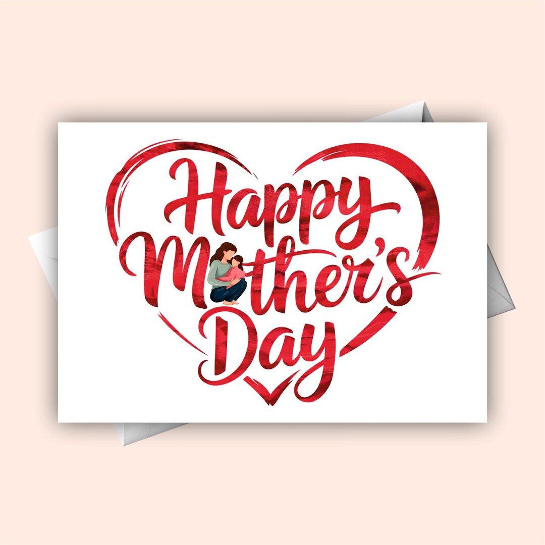 Big Red Heart Happy Mother's Day Digital Greeting Card | Instant ...