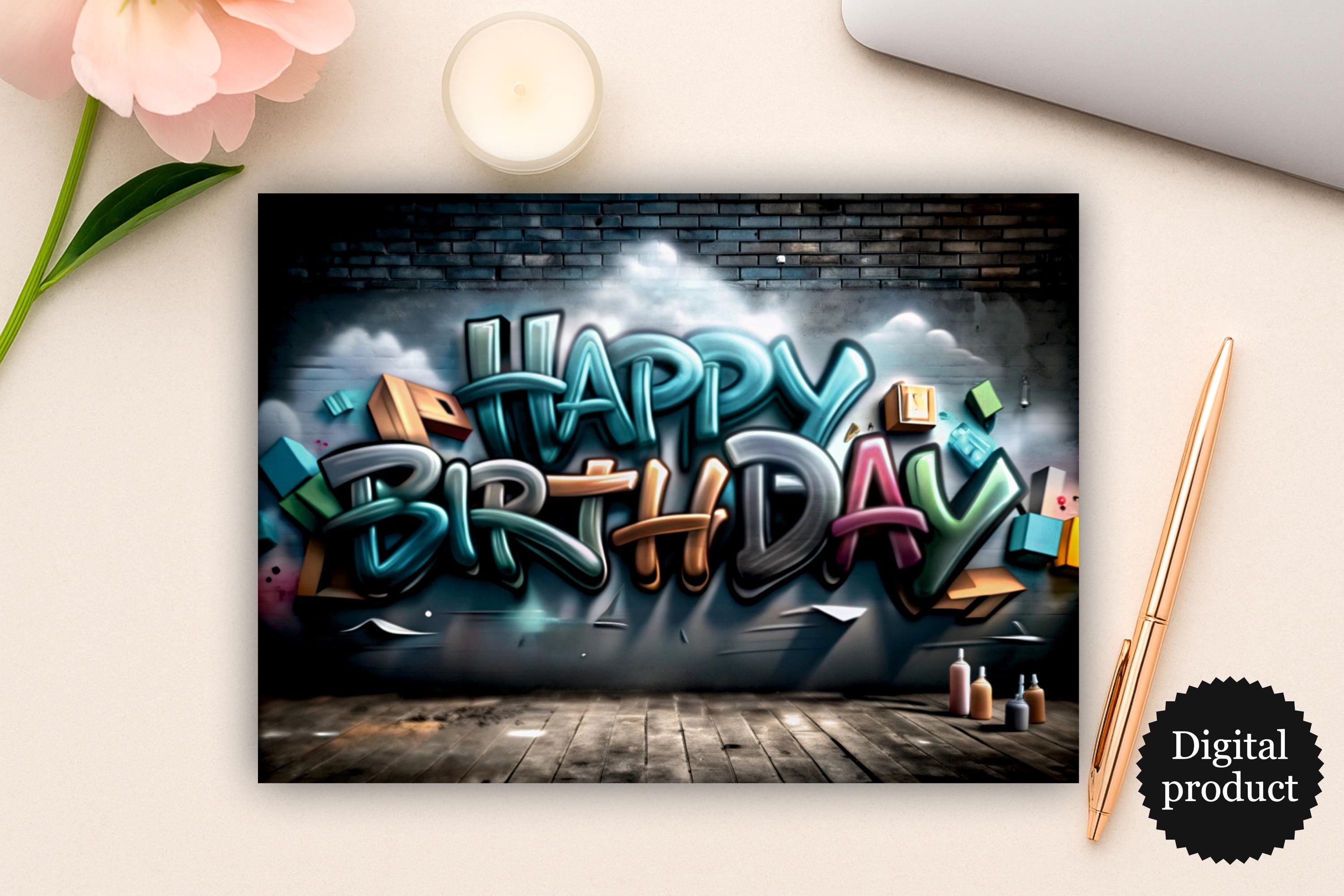 Graffiti Happy Birthday Card/graffiti Card/digital Birthday Card ...