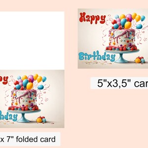 Happy Birthday Digital Greeting Card With Cake and Balloons for a ...