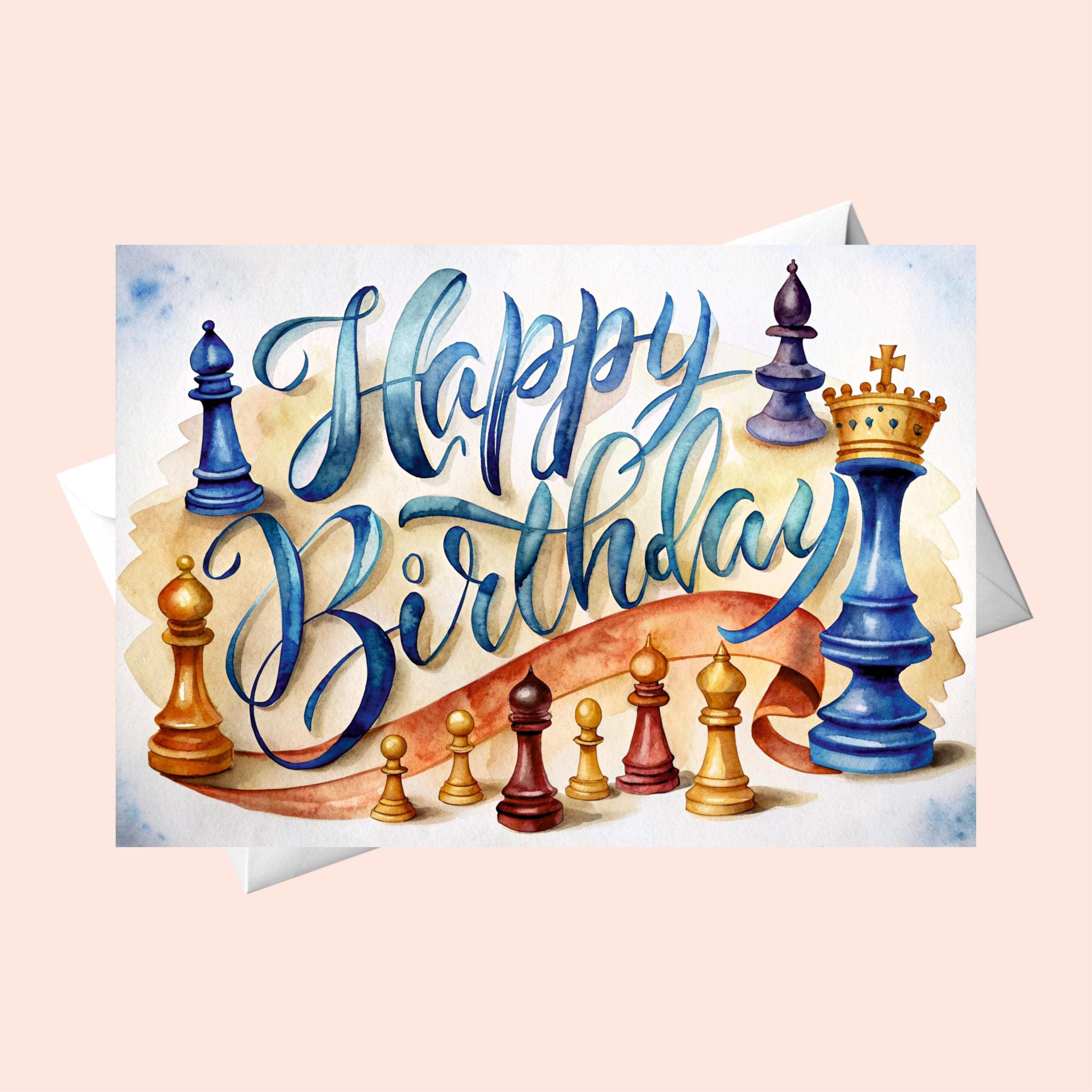 Watercolor Chess - Happy Birthday Card/digital Download/printable ...