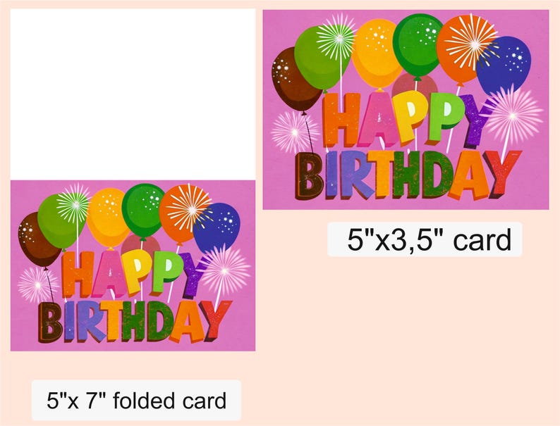 Balloons Birthday Card Printable (digital Download) - Etsy