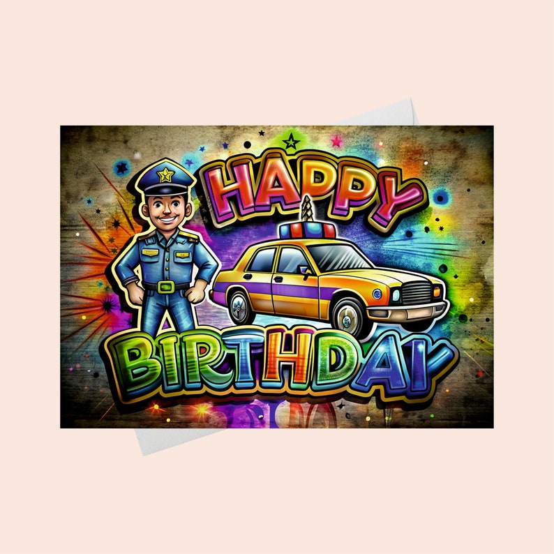 Birthday Card - Congratulations to a Policeman/original Birthday Card ...