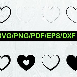 Heart Outline SVG Clipart Set (digital Download) - Etsy