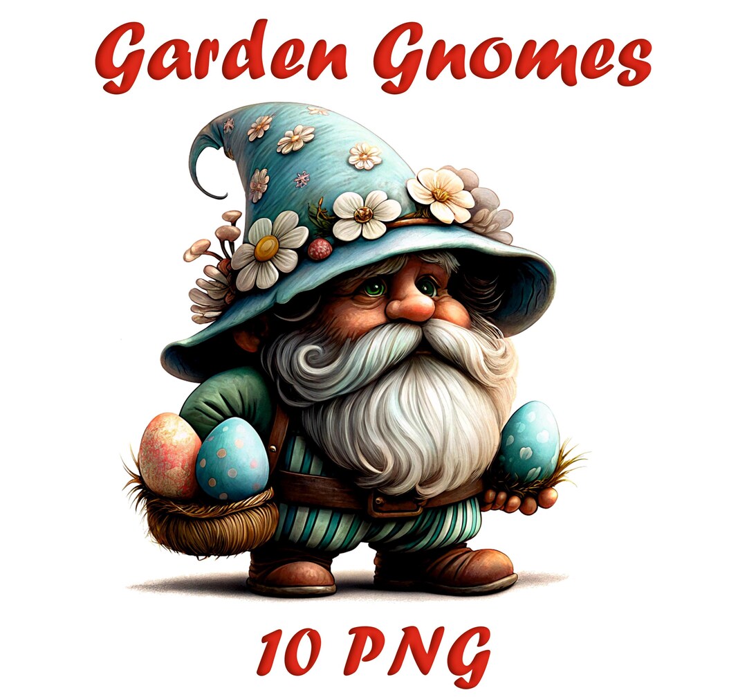 Garden Gnomes Watercolor Clip Art | Cute Garden Dwarves | 10 PNG ...