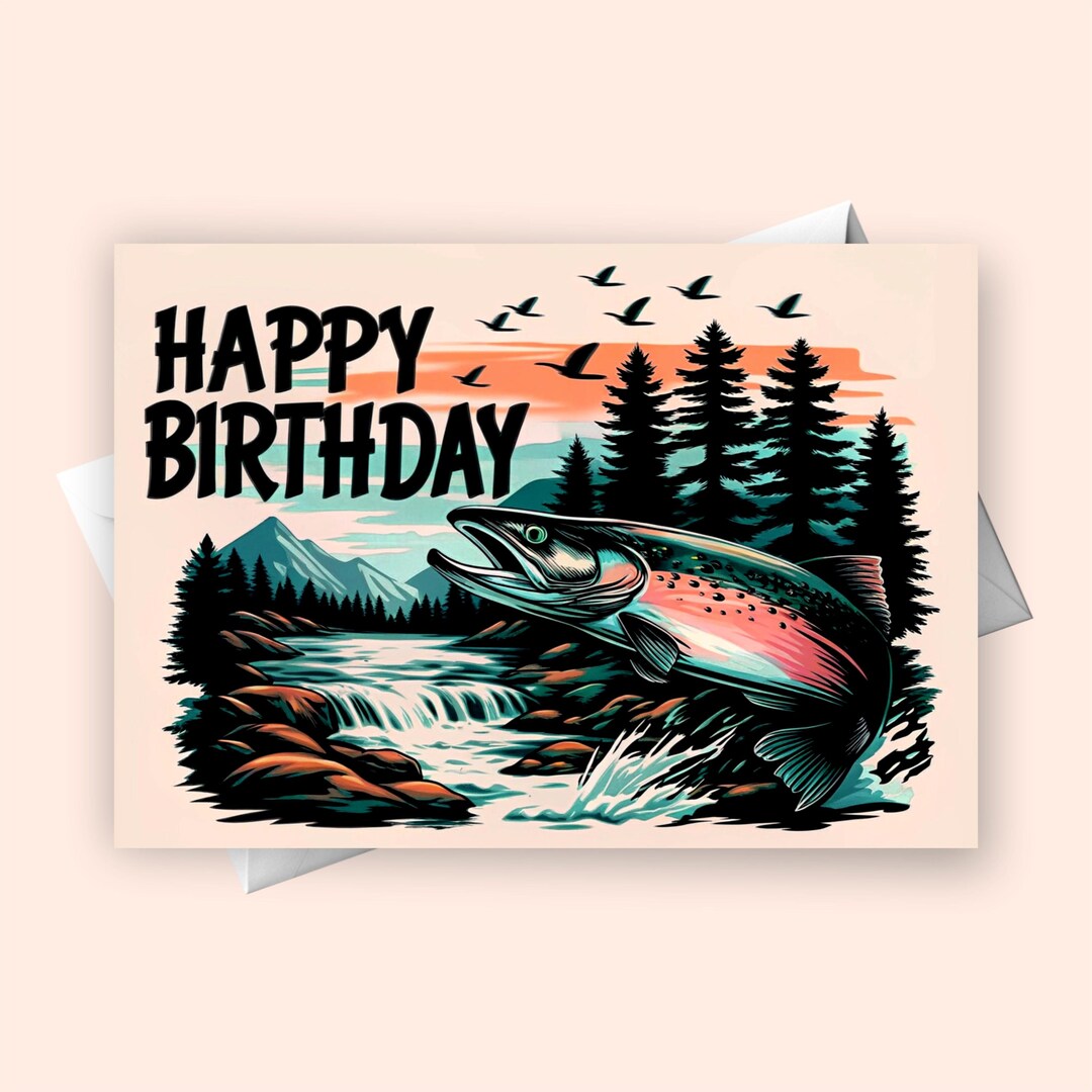 Fishing Birthday Card: Angler Theme (digital Download) - Etsy