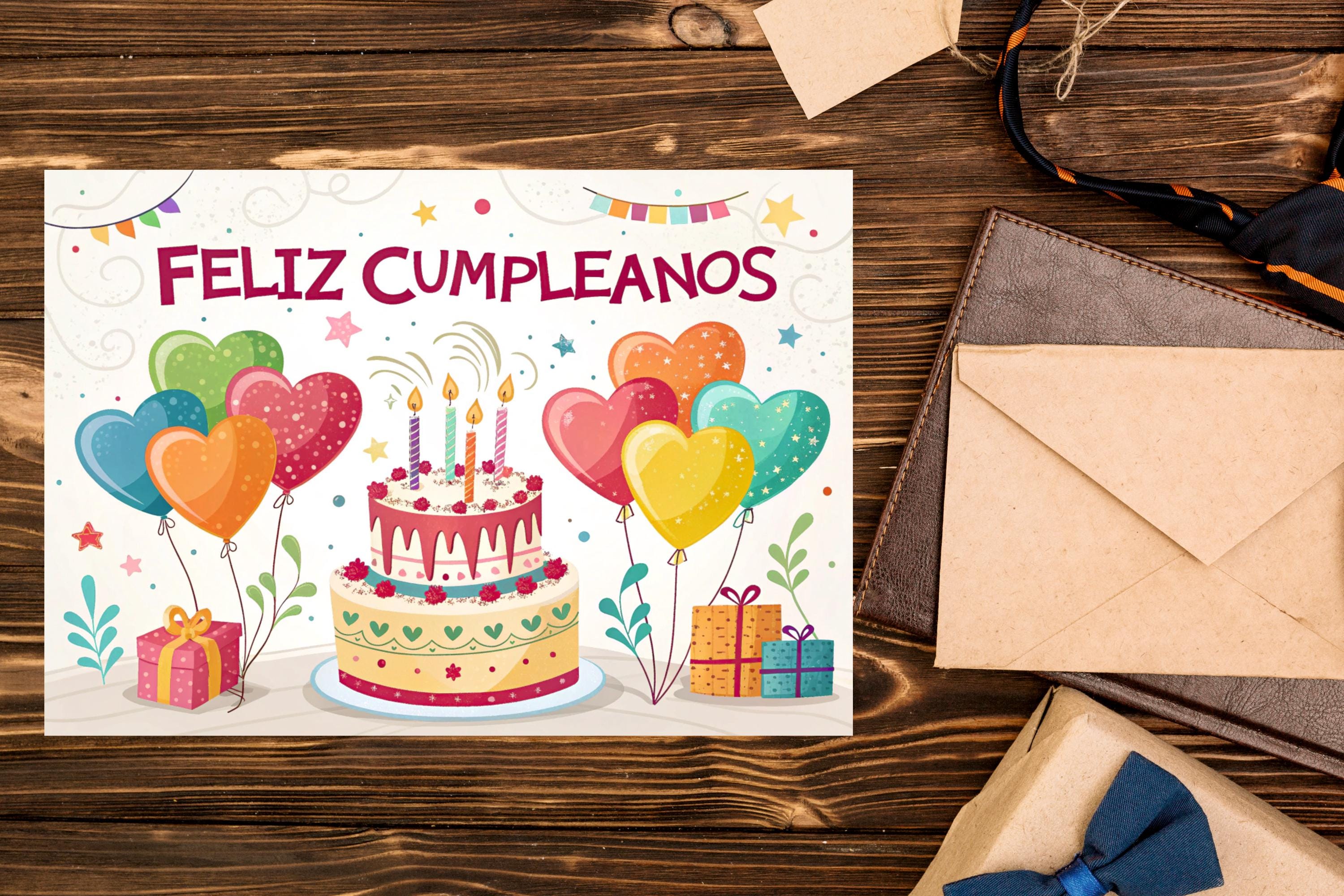 Colorful “feliz Cumpleaños” Birthday Card – Balloons & Cake – Printable ...