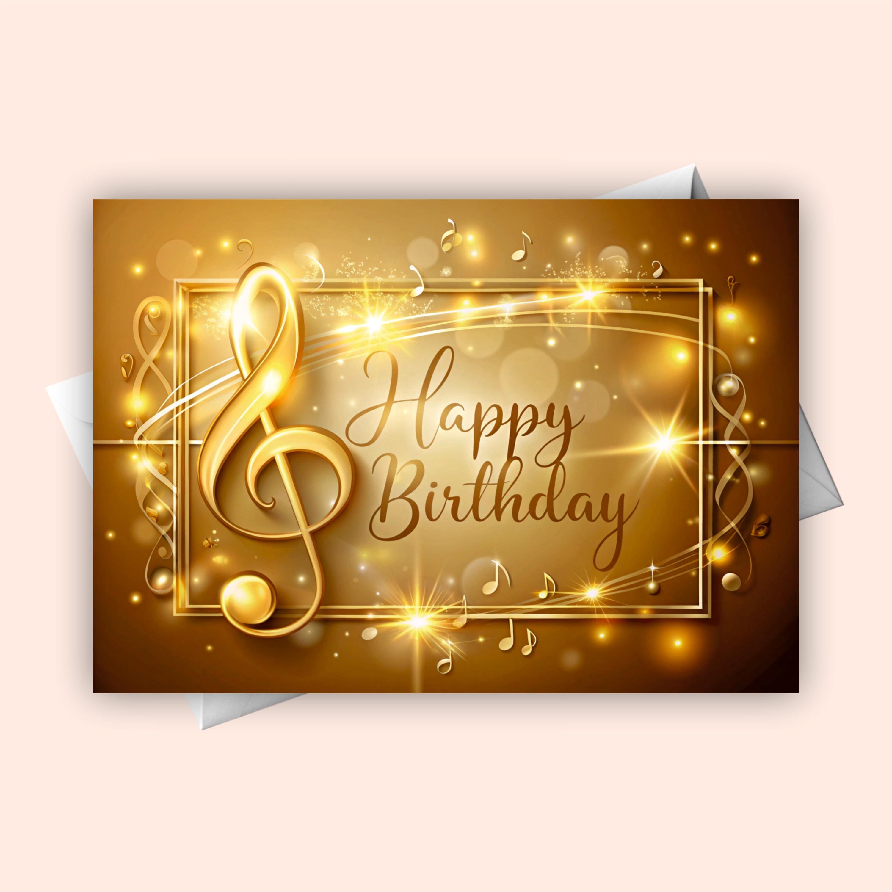 Happy Birthday Musical Notes Digital Card – Unique Birthday Greeting ...