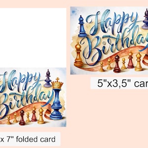 Watercolor Chess - Happy Birthday Card/digital Download/printable ...