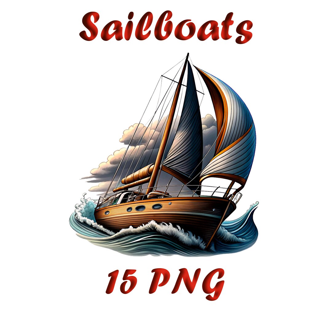 Sailing Ships Watercolor Clip Art | 15 PNG Nautical Boat Illustrations ...