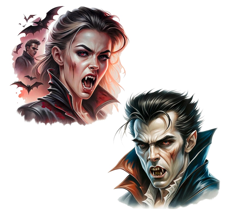 Vampires Watercolor Clip Art | 10 PNG Files | Spooky Halloween Gothic ...