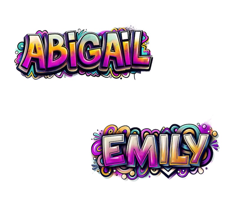 Female Graffiti Names Clipart Pack for Stickers and Birthday Labels - Etsy