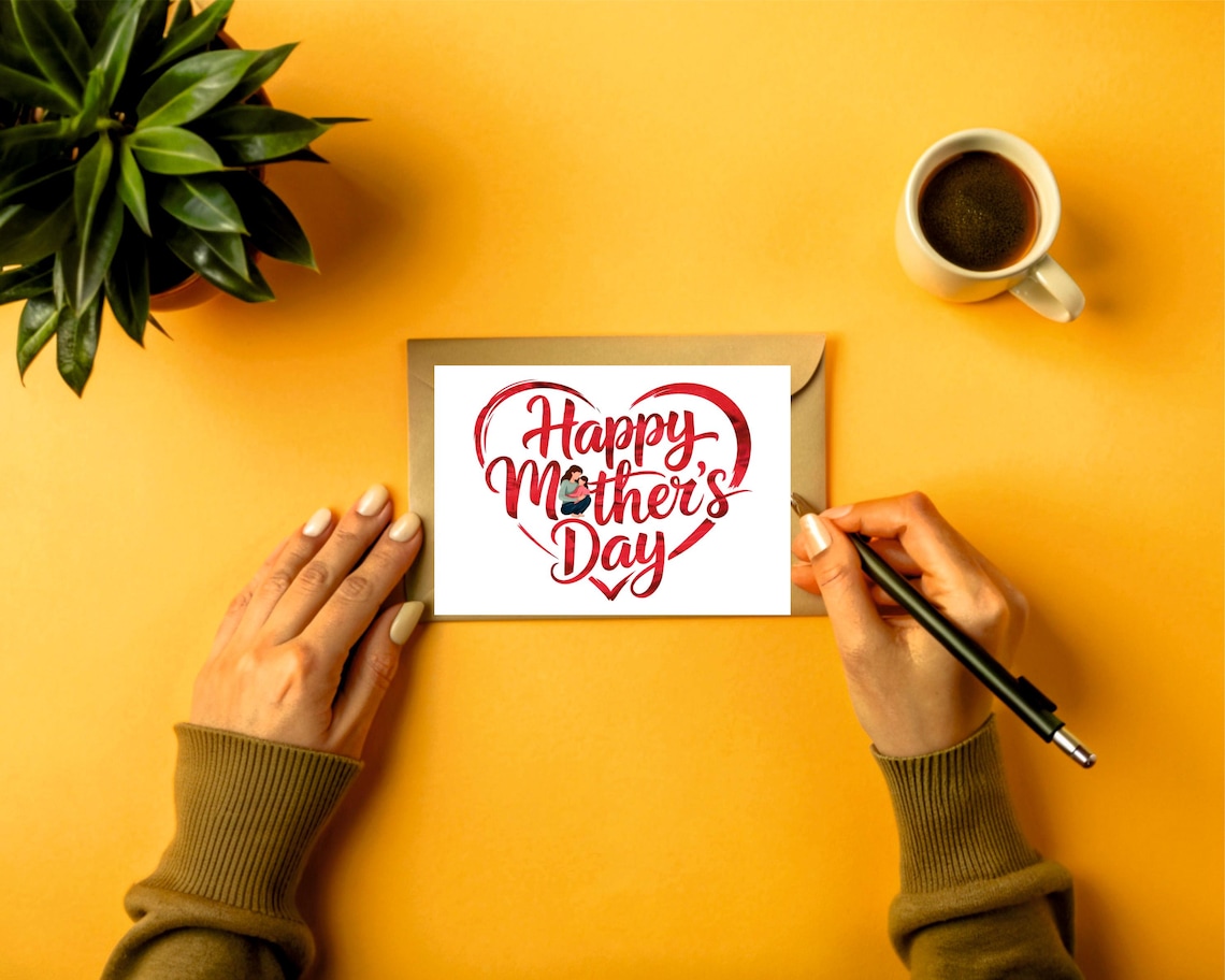 Big Red Heart Happy Mother's Day Digital Greeting Card | Instant ...