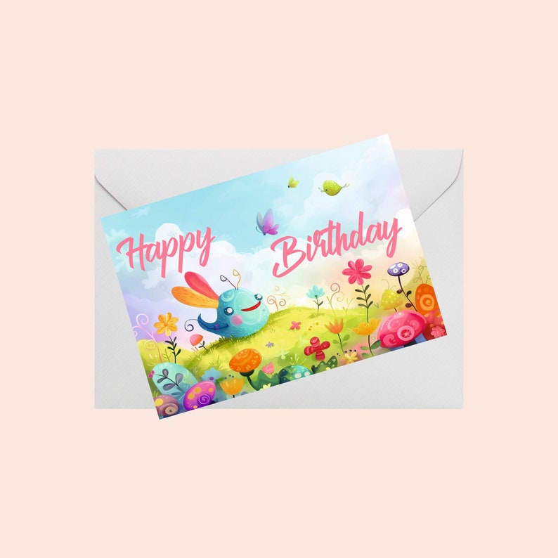 Kids Happy Birthday Card, Printable Card, Digital Card, Digital ...