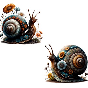 Snails in Flowers Watercolor Clip Art | 12 PNG Cute Garden Animals ...