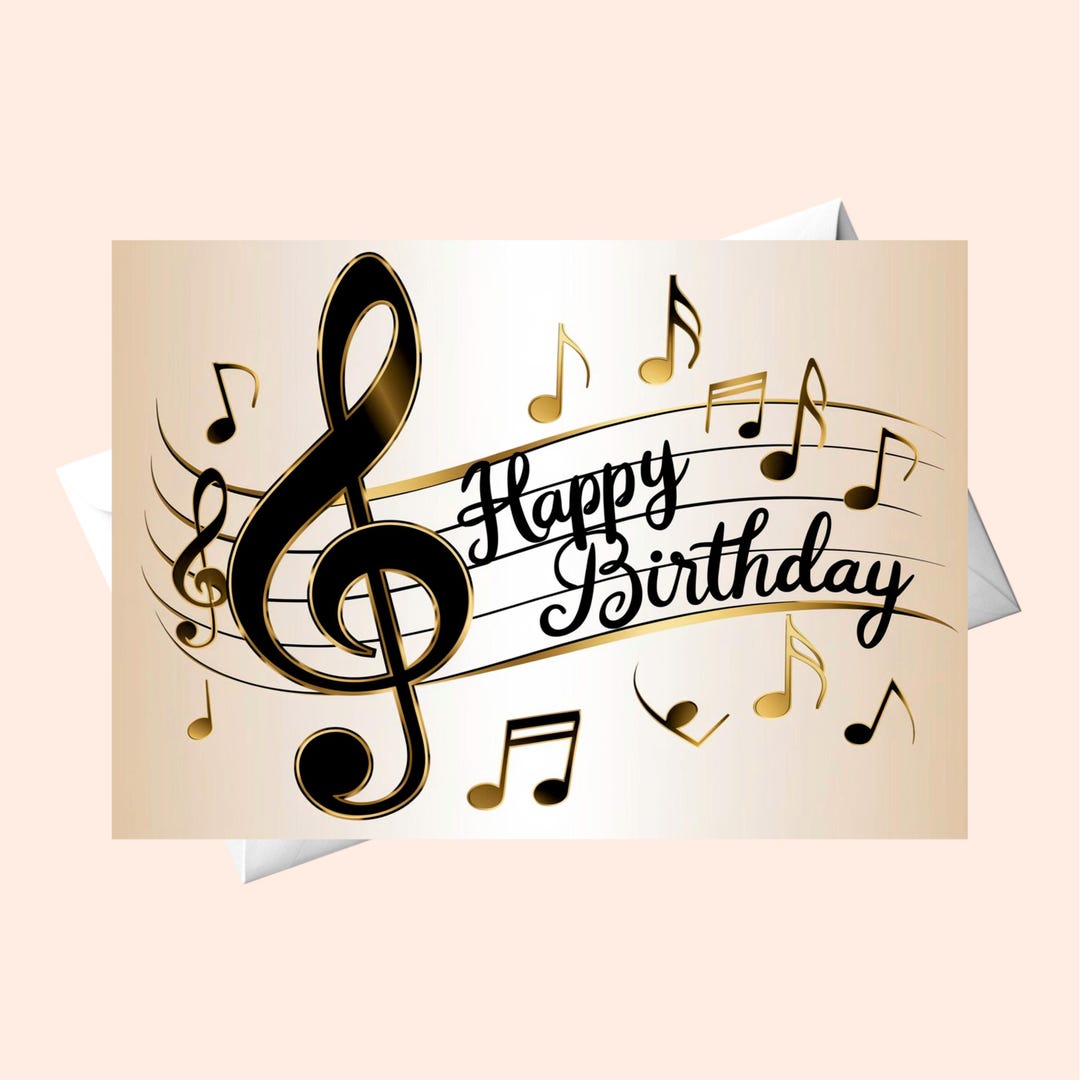 Music Notes Birthday Card: Printable Musical Theme (digital Download ...