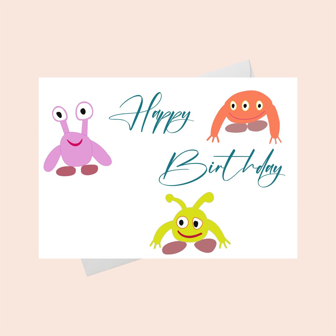 Happy Alien Birthday Card /printable Funny Alien Birthday Card ...
