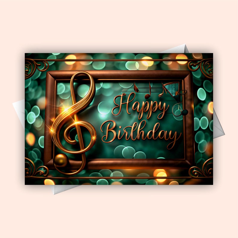 Happy Birthday With Treble Clef Digital Greeting Card - Music Theme ...