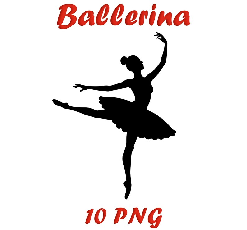 Ballerina Black and White Clip Art | Elegant Ballet Dancer Silhouettes ...