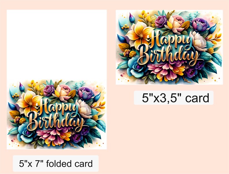Flowers Happy Birthday Card/printable Birthday Card/printable Wildflowers Birthday Card ...