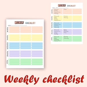 Editable Weekly Checklist/to Do List/ Task Table/ Daily ...