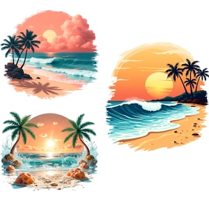 Ocean Beach Watercolor Clip Art 23 PNG | Coastal Summer Digital Art for ...