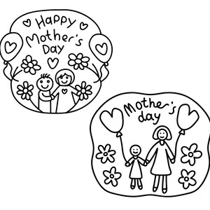 Mother's Day Clipart: Black and White Floral DIY Set (PNG, JPG) - Etsy