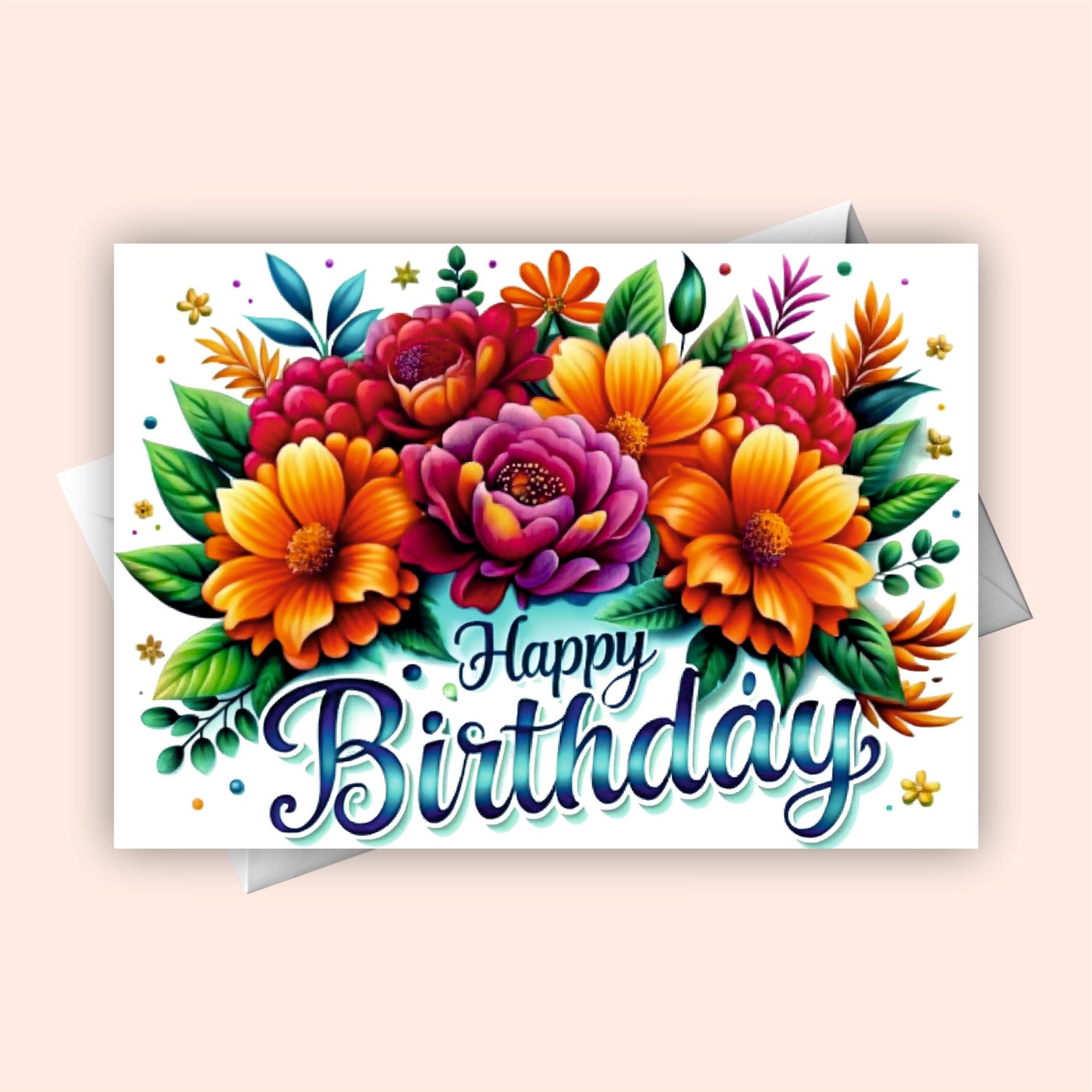Happy Birthday Flowers Card | Digital Floral Birthday Greeting Card ...