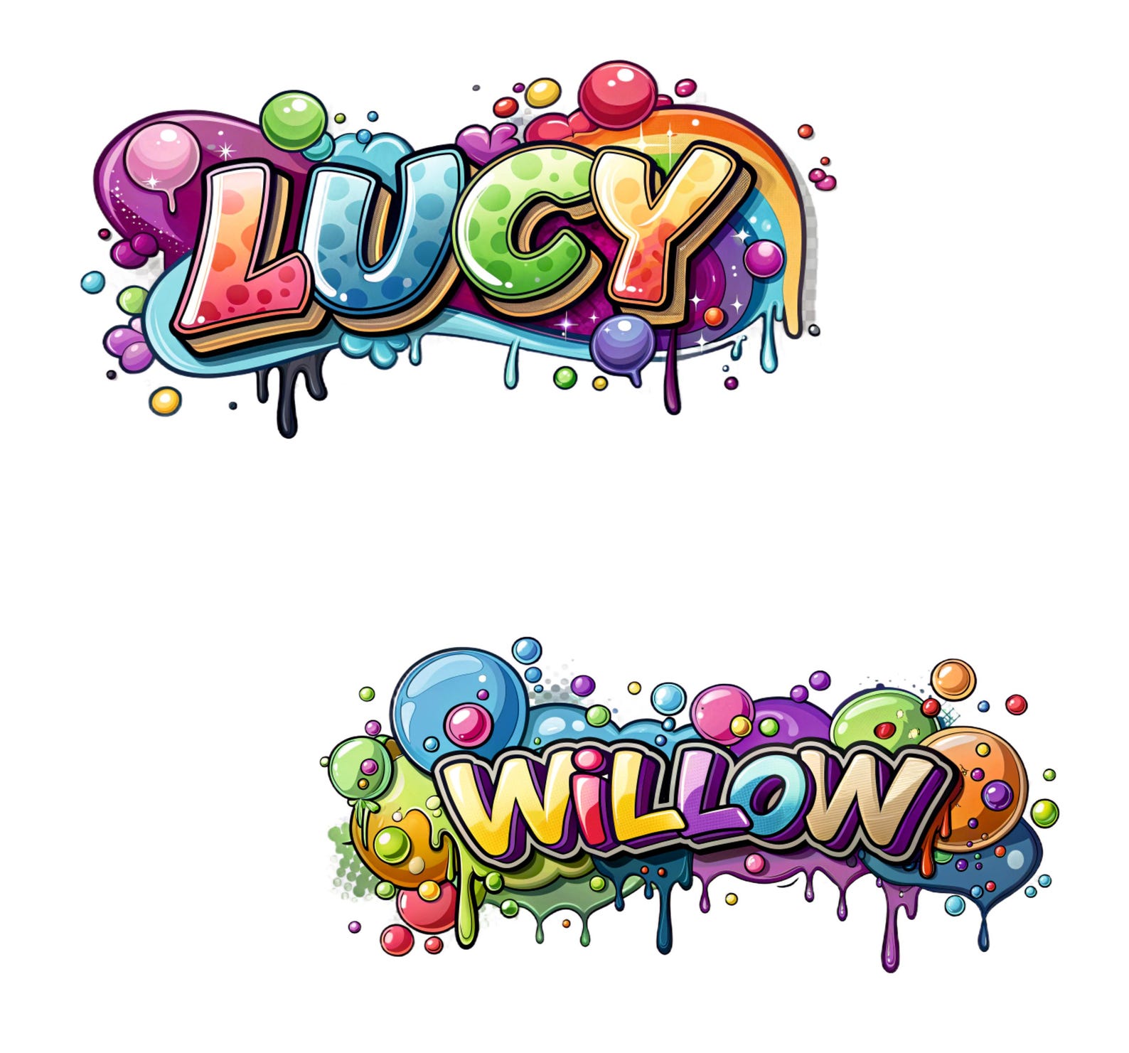 Female Graffiti Names Clipart Set | Colorful Street Letters - Etsy