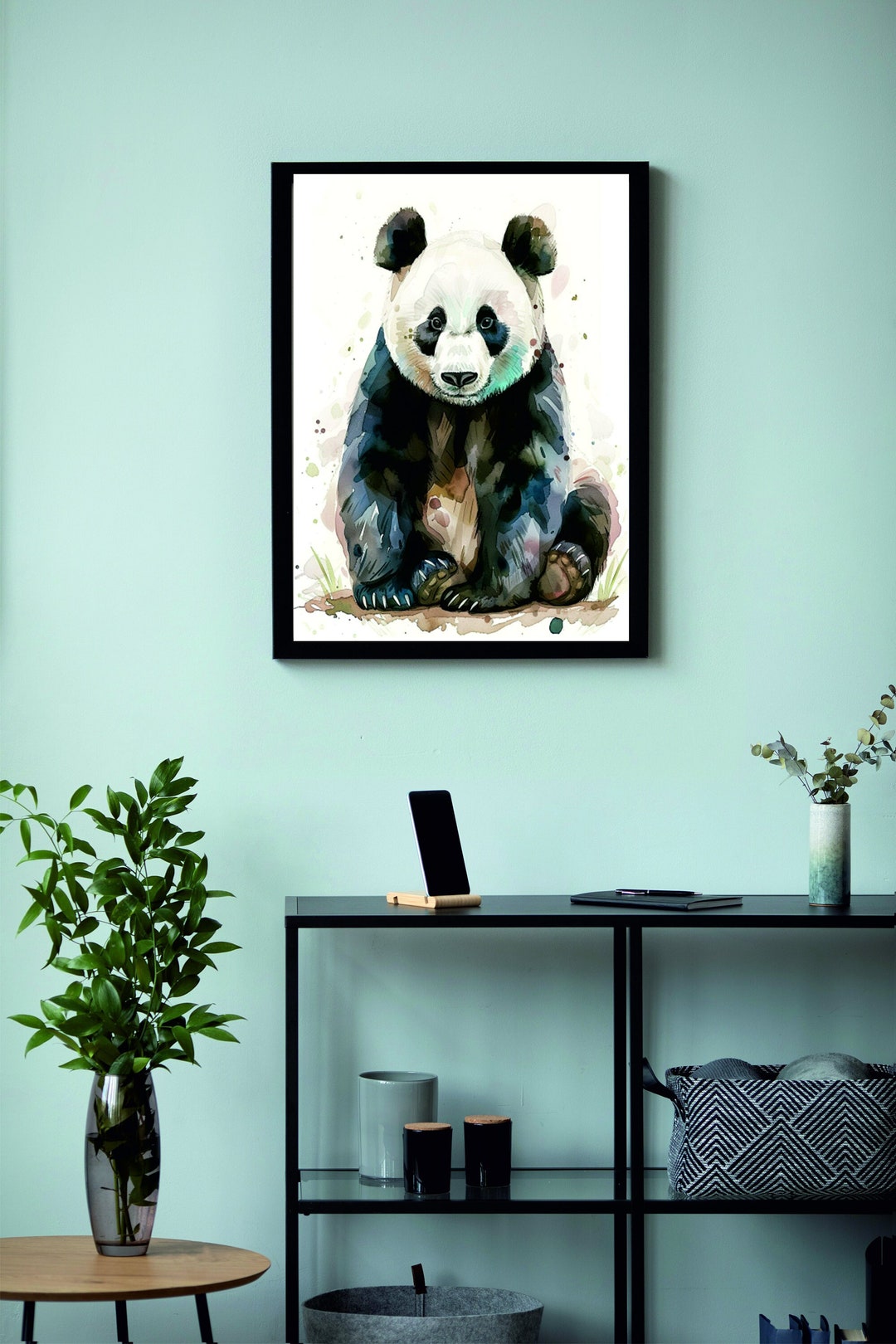 Panda Watercolor Painting, Good Panda Poster, Watercolor Painted Poster ...