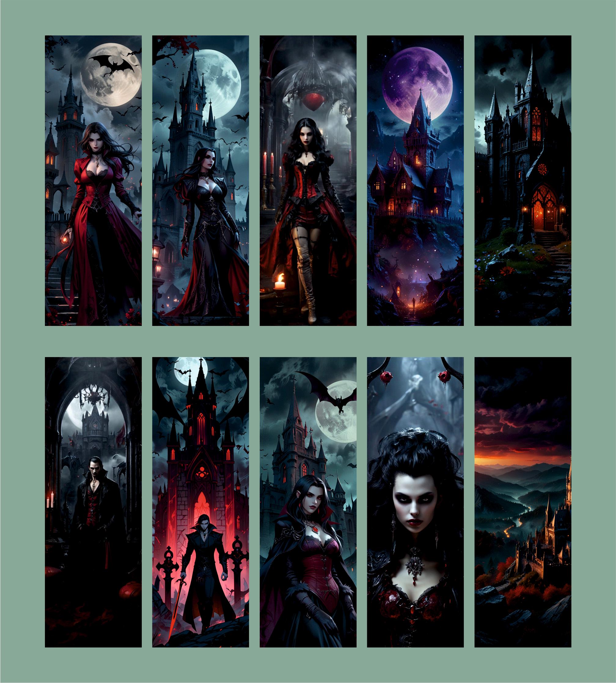 Vampire Bookmarks: Gothic Printable Bookmark Set (10pcs) (digital ...
