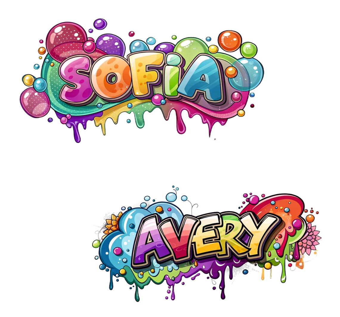 Female Graffiti Names Clipart Set | Colorful Street Letters - Etsy