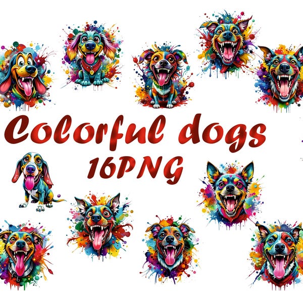Colorful Dogs - Etsy
