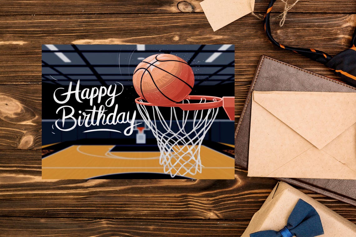 Printable Basketball Birthday Card – Digital Download – Sports Greeting ...