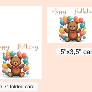 Happy Birthday Card/digital Download/printable Card With Teddy Bear and ...