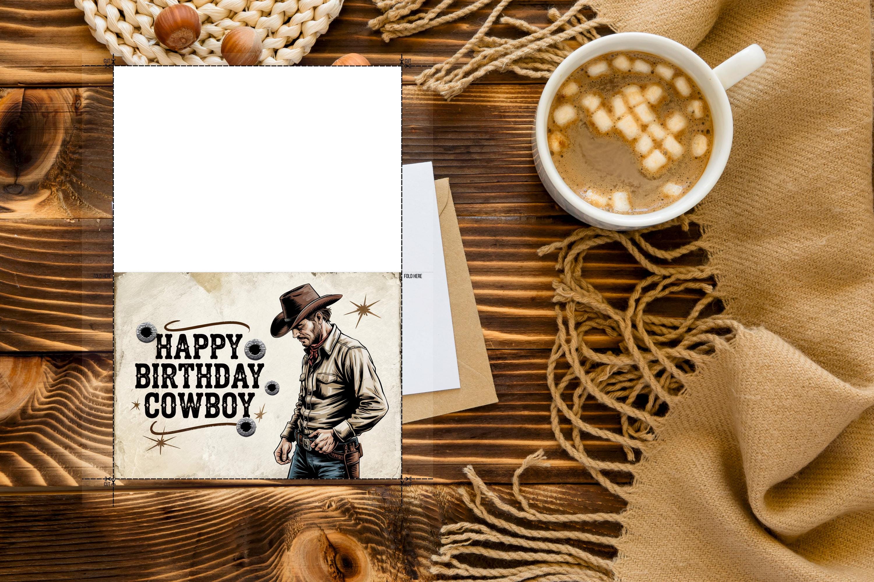 Cowboy Birthday Card Printable | Western Greeting for Him Digital ...