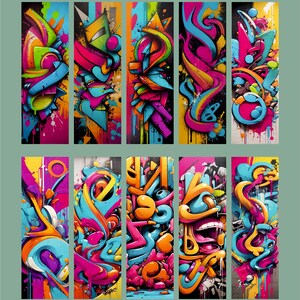 10 Graffiti Printable Bookmarks/jpg Bookmark Sheets/digital Download ...