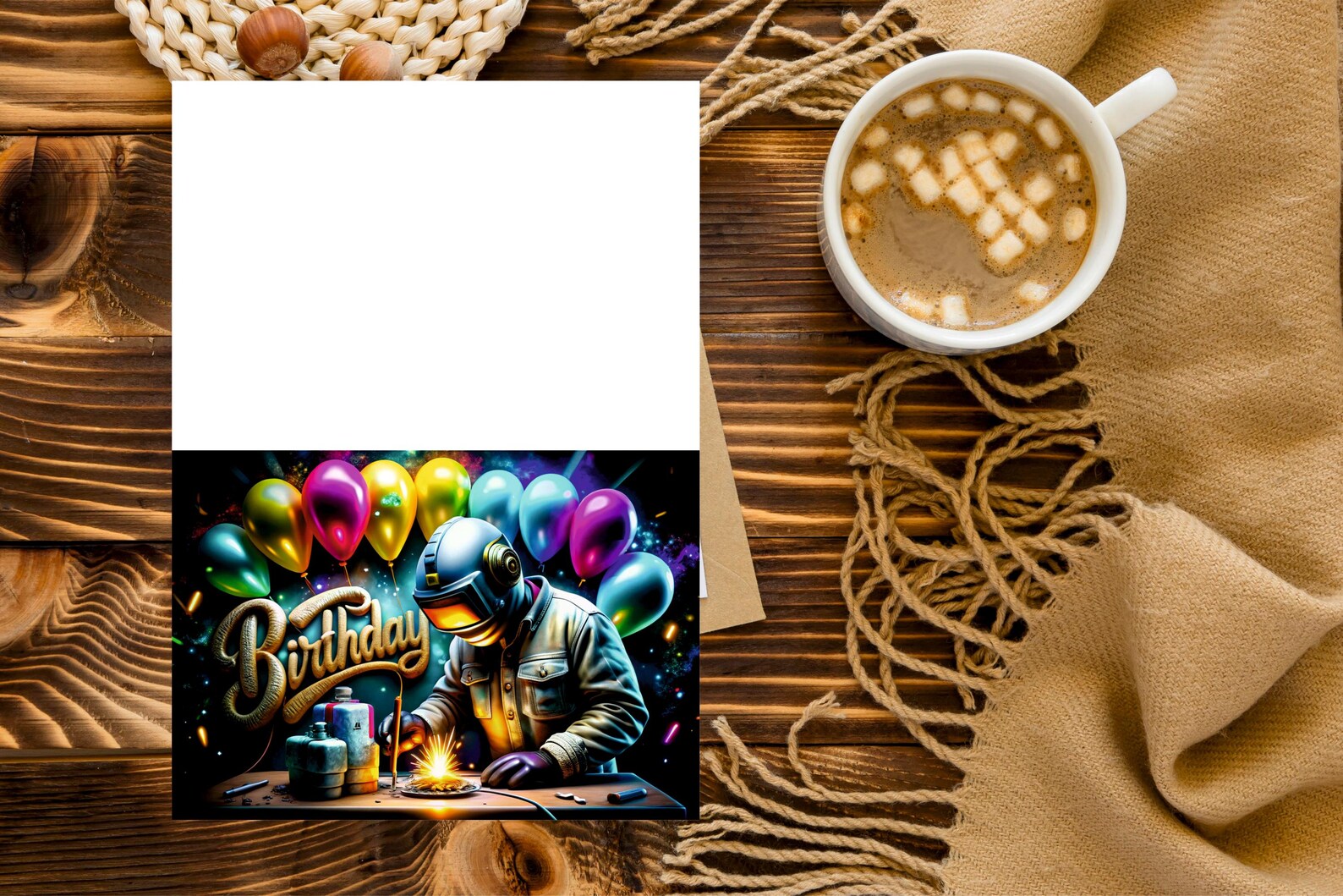 Welder Birthday Card With Colorful Balloons – Digital Greeting Card for ...
