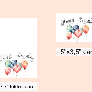 Birthday Card/printable Watercolor Balloons Birthday Card/digital ...