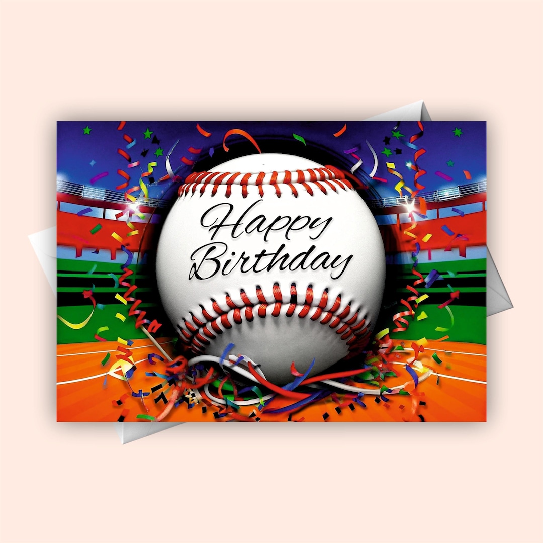 Happy Birthday Written on Baseball | Digital Birthday Card. - Etsy