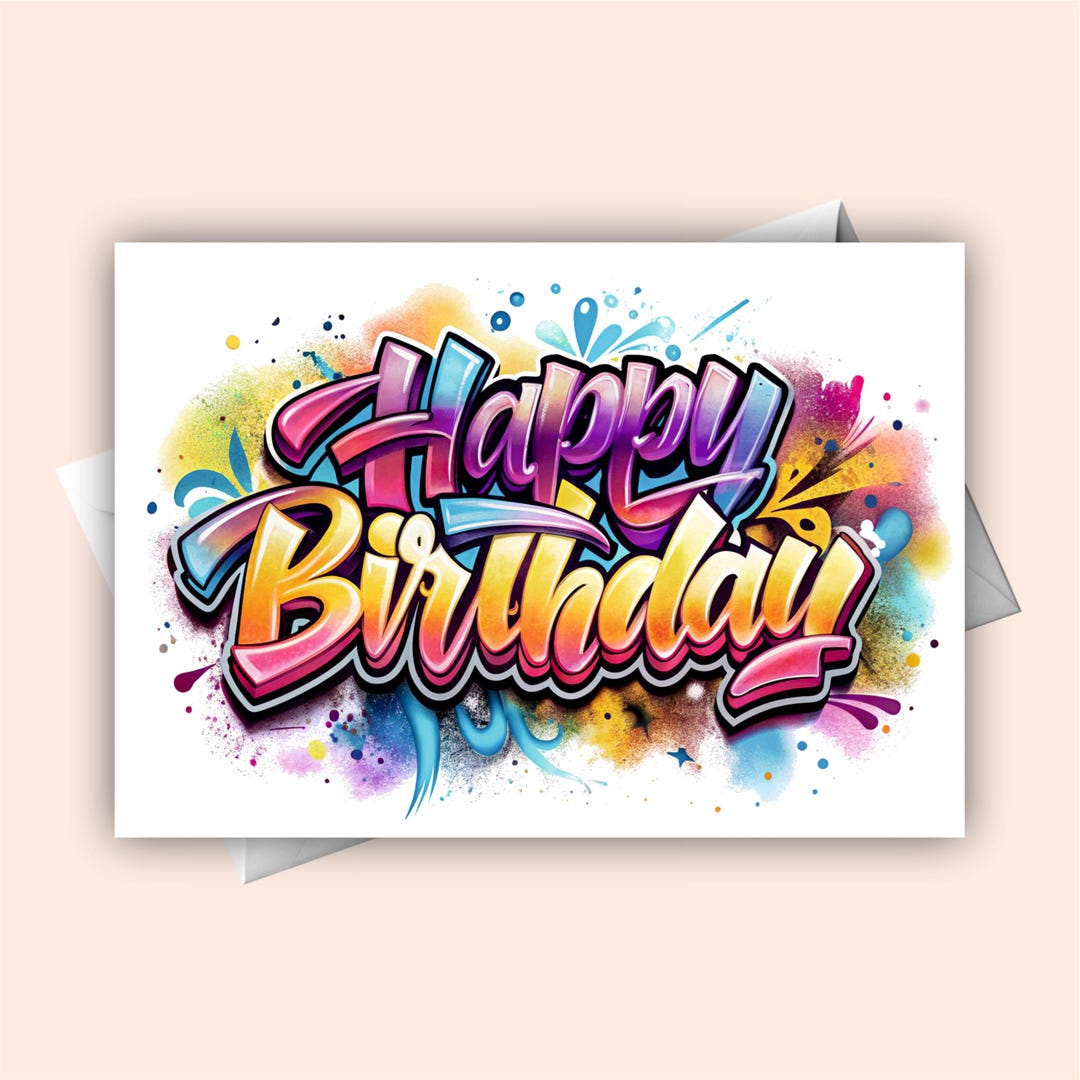 Colorful Graffiti Happy Birthday Digital Greeting Card | Urban Street ...