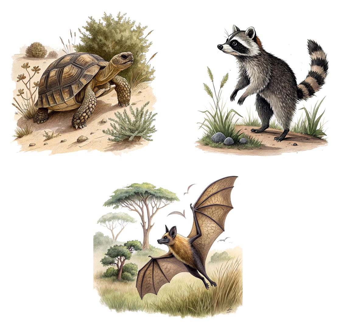 Animals Safari Watercolor Clip Art | 20 PNG Wildlife Animal ...