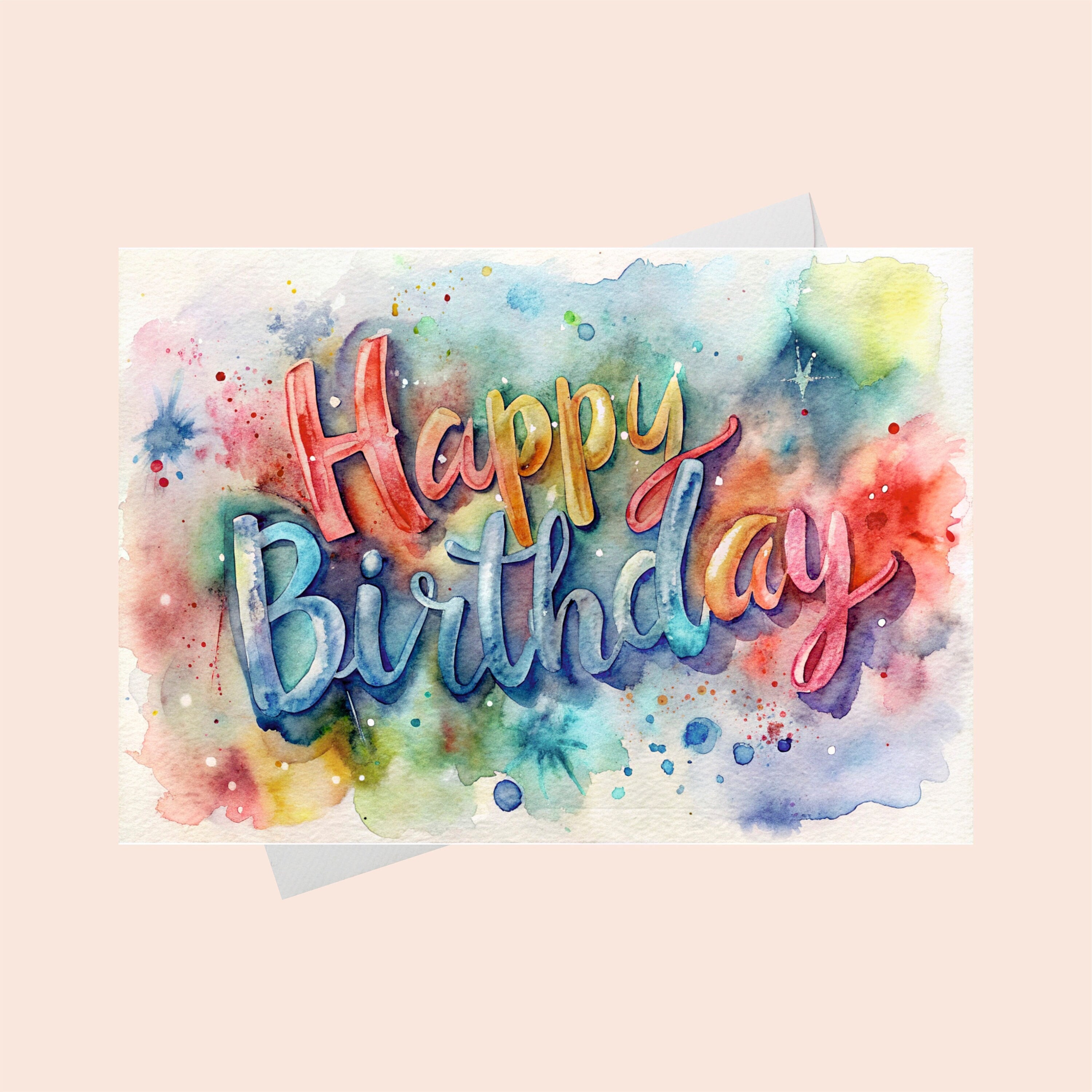 Happy Birthday Card - Watercolor Style/watercolor Card/digital Birthday ...