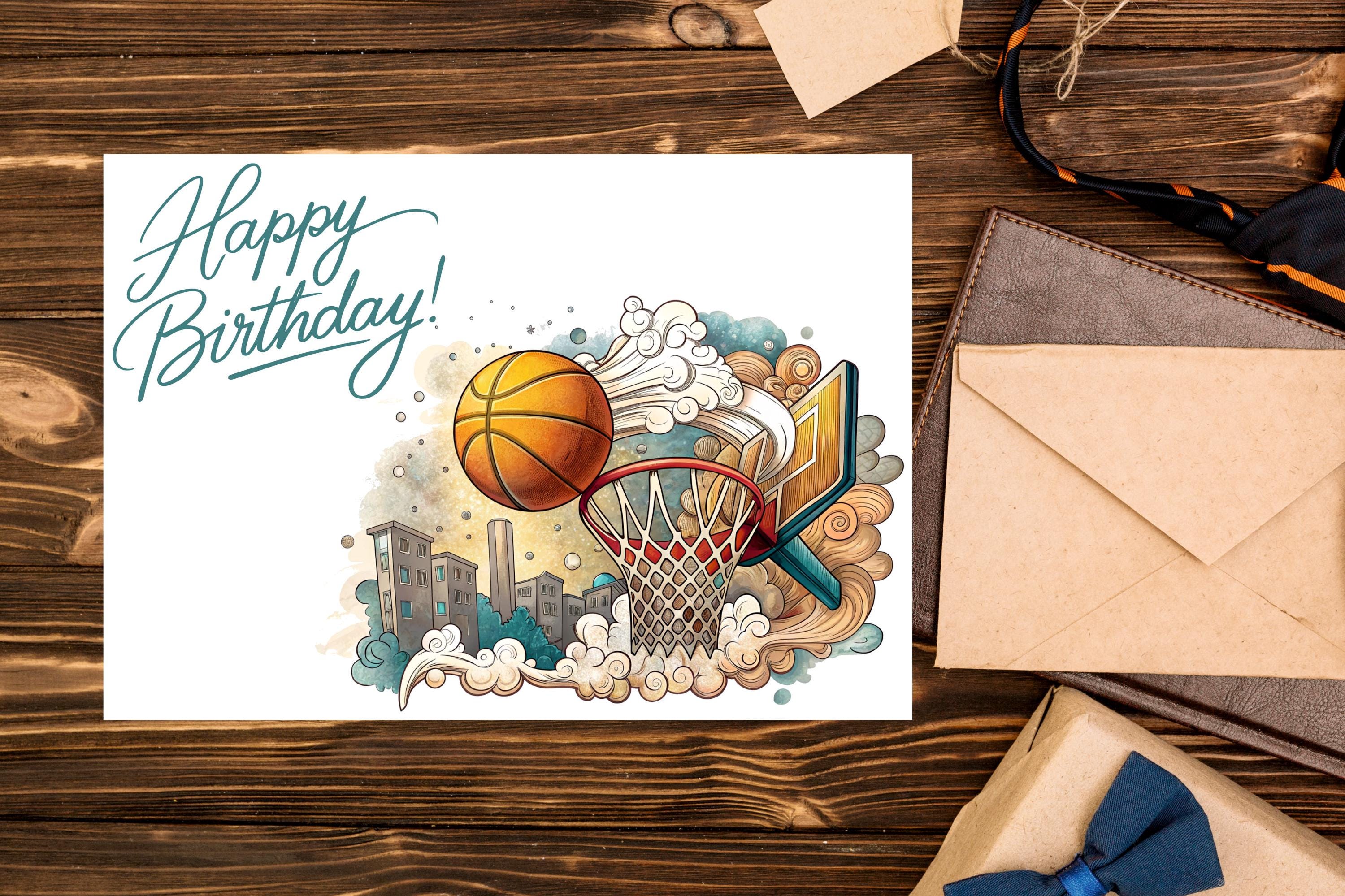 Basketball Flying Into Hoop Happy Birthday Digital Greeting Card ...