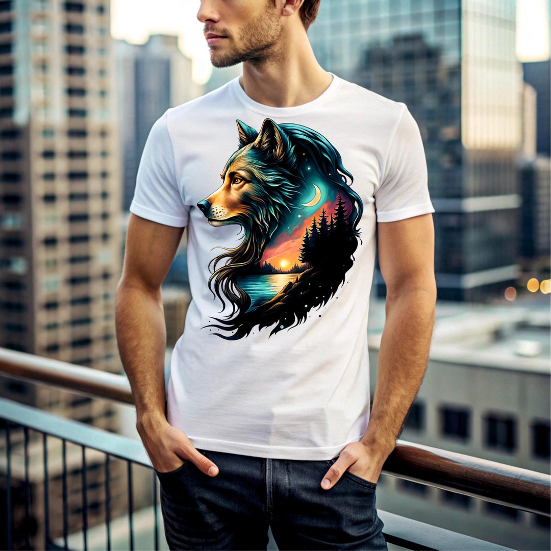 Howling Wolf T-shirt Design: Wild Forest Animal PNG (digital Download ...
