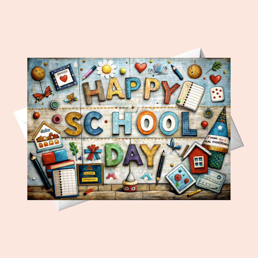 School Card - Happy School Day /student Congratulations Card/first Day ...