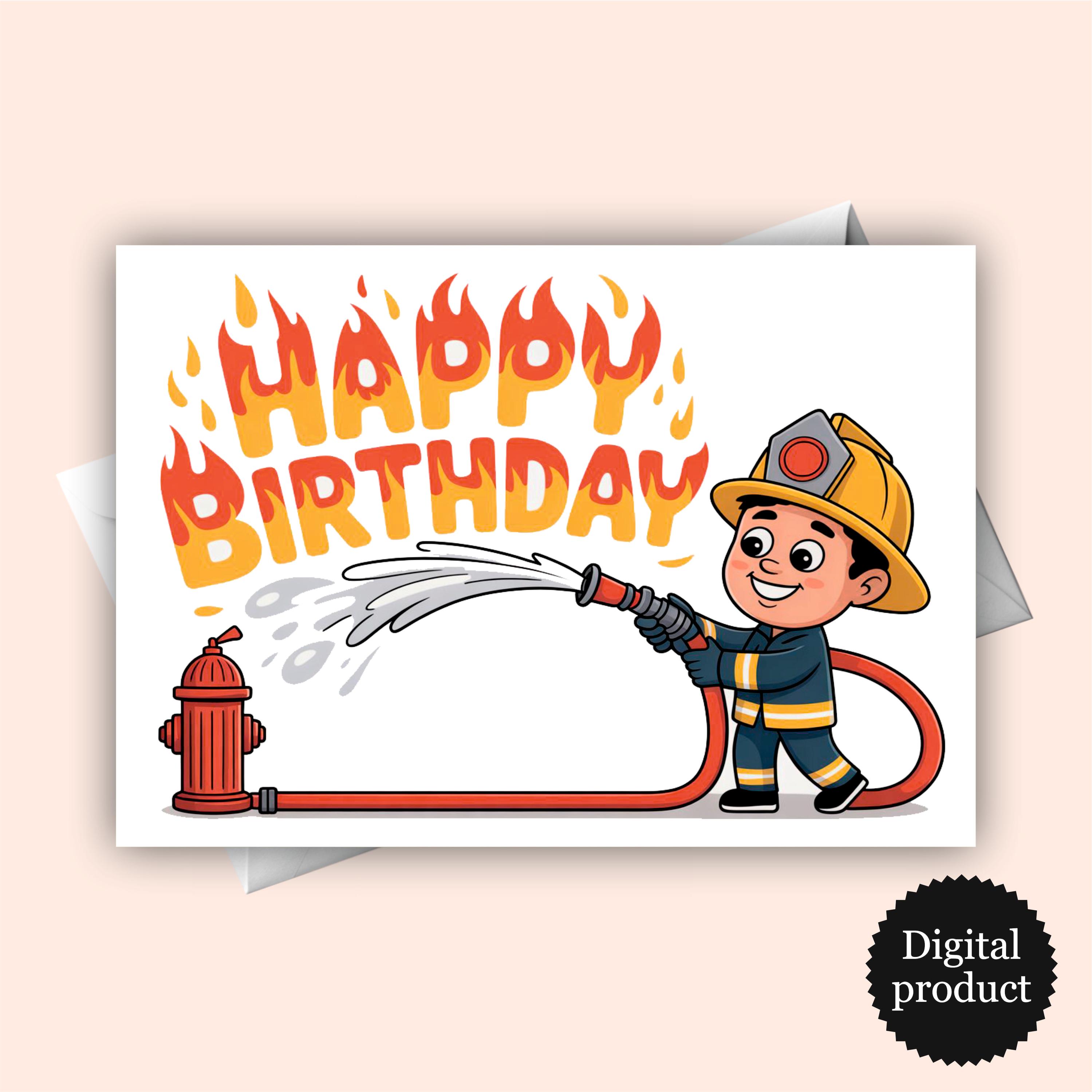 Happy Birthday Firefighter Digital Card – Fireman Birthday Greetings ...