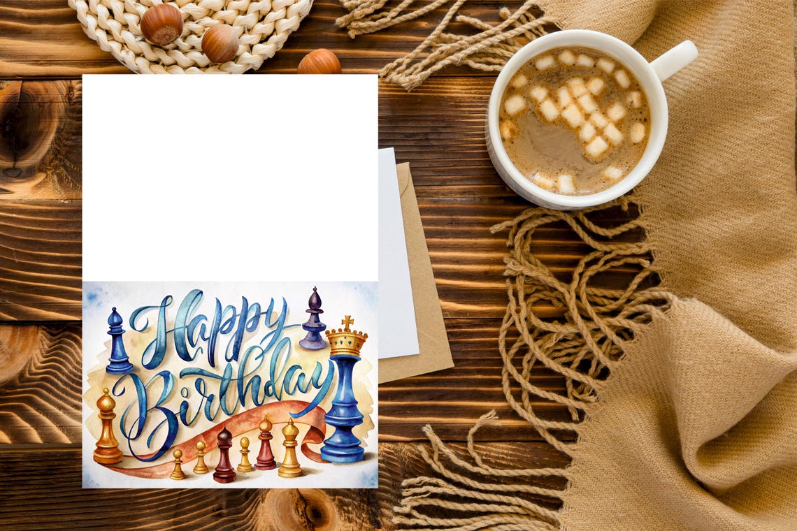 Watercolor Chess - Happy Birthday Card/digital Download/printable ...
