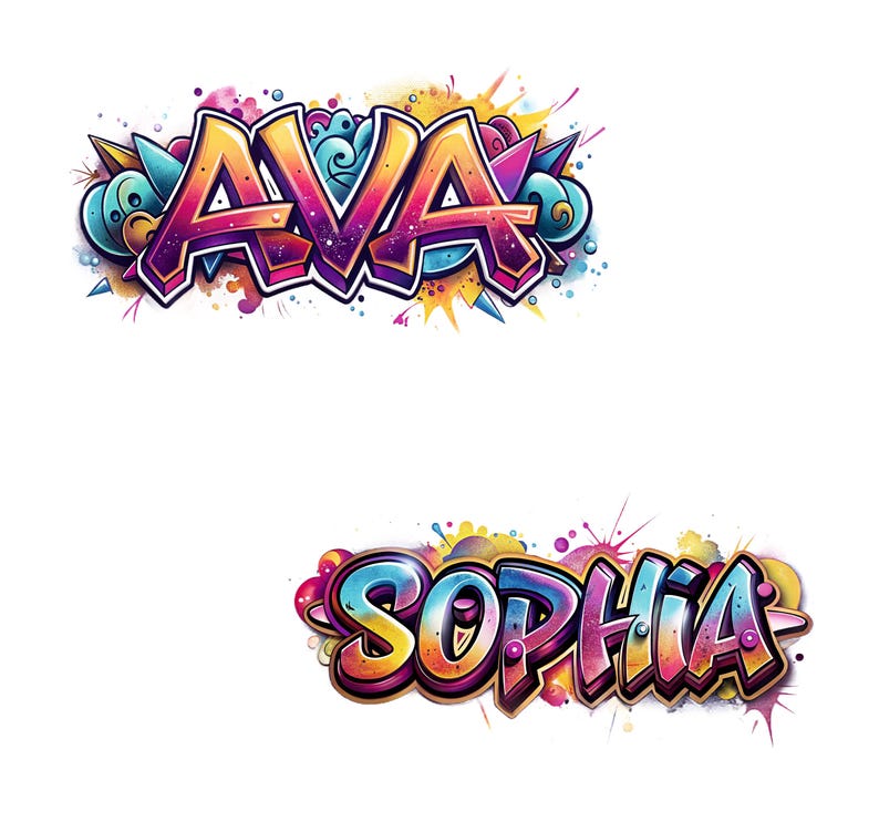 Female Name Graffiti Clipart, Colorful Street Art (PNG) - Etsy