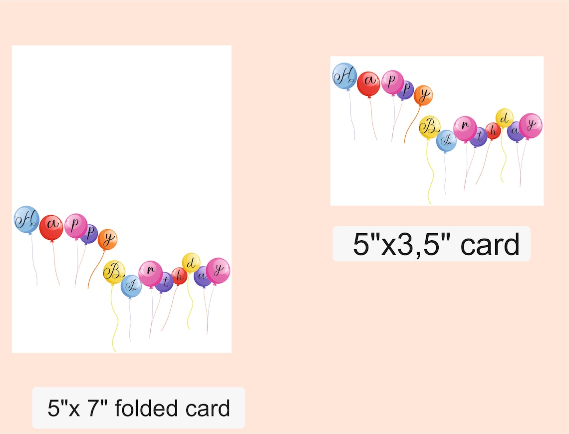 Printable Watercolor Balloons Birthday Card/digital Download/printable ...